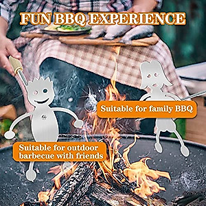 HIKATOP Stainless Steel Hot Dog Grill, Hot Dog Stick for Campfire, Barbecue Stick Suitable for BBQ Utensils, BBQ Fork Tools for Outdoor Cooking, Party & Family Dinner（2pcs)