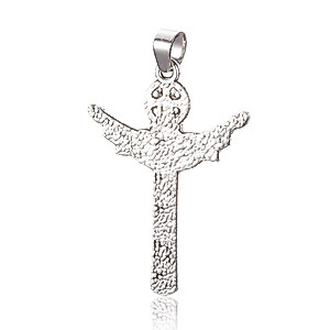 KISSITTY 10pcs Tibetan Style Alloy Crucifix Cross Pendants Religious Cross Charms with Pinch Bail for Easter Rosary Holy Beads Necklace Jewelry Making Antique Silver