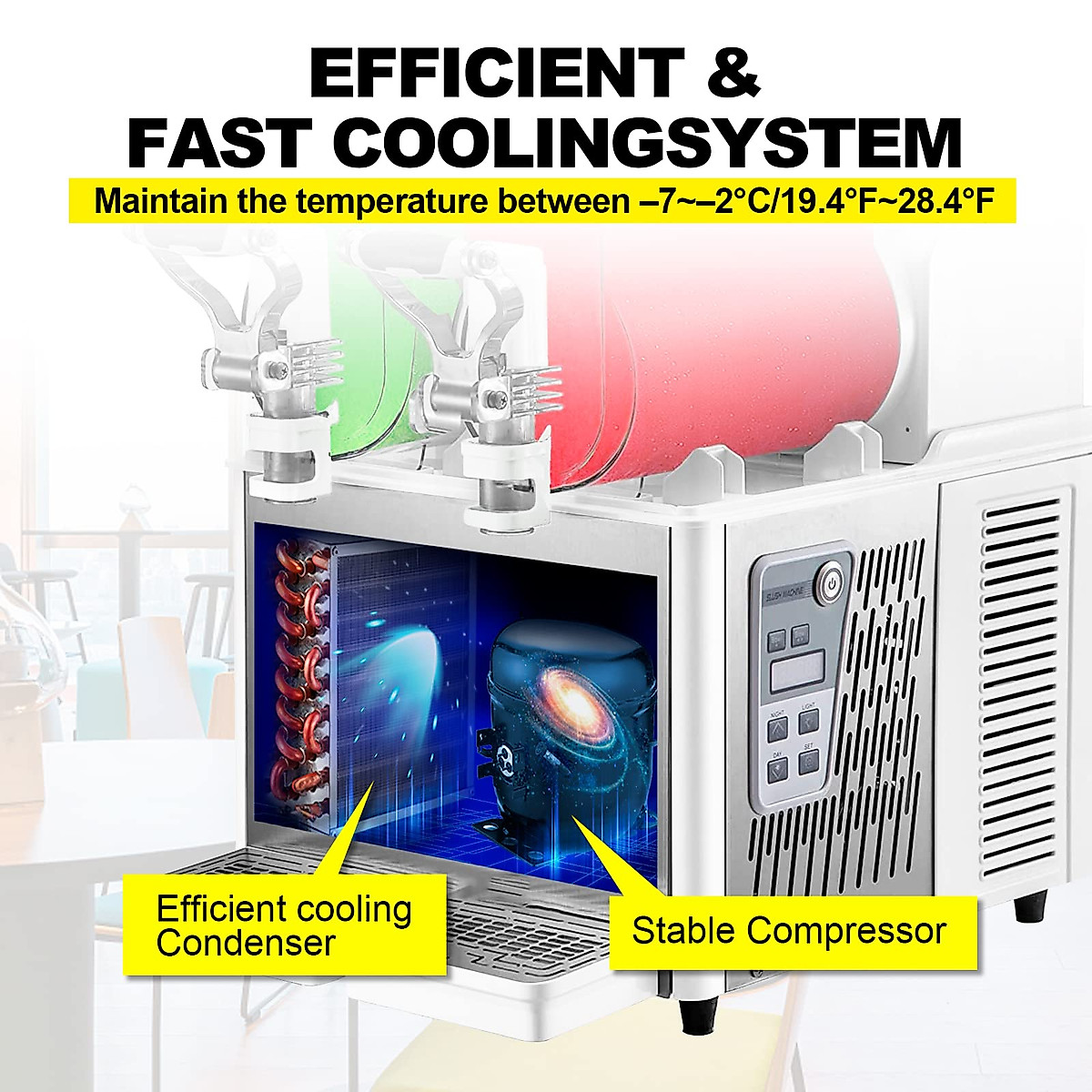 IKEKA 110V Commercial Slushy Machine 6L Double Tank Frozen Drink Slushie Maker Machine 340W Stainless Steel Margarita Machine for Supermarkets Cafes Restaurants Bars