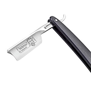 DOVO Barbarossa Moustache 46581 German Straight Razor | Carbon Steel | 5/8 Size | Full Hollow Ground | Round Point | Shortened Cutting Length | Ebony Wood Handle |, 1 ct.
