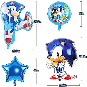 9 years old Birthday party balloons，Decorate the balloon，Birthday Sonic Balloons, Hedgehog Party Supplies Boy's 9th Birthday Balloon Decoration (17 pcs)
