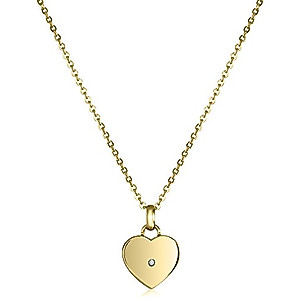 Michael Kors Stainless Steel and Pavé Crystal Heart Pendant Necklace for Women, Color: Gold (Model: MKJ3969710)