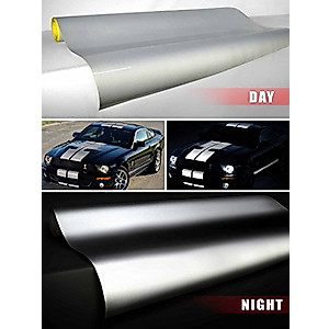 3M Reflective White Silver Adhesive Craft Vinyl Sheet 12 Inch x 30 Inch Roll Pack for Silhouette, Cricut and Cameo (12" x 30" Roll)