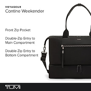TUMI - Voyageur Contine Weekender - Bag for Travel, Business & More - Travel Weekender Bag for Women & Men - Traveling Bags - Black & Gunmetal Hardware - 12.5" X 17.3" X 7.0"