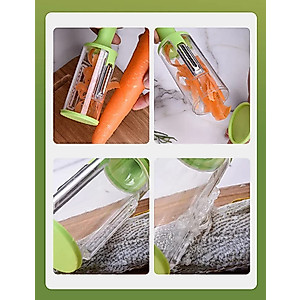 Vegetable Peeler for kitchen, Potato Peelers for Fruits Straing Blade, Durable Non-Slip Handle, New-Shaped Peelers with Container, Dual purpsose Fish Scaler