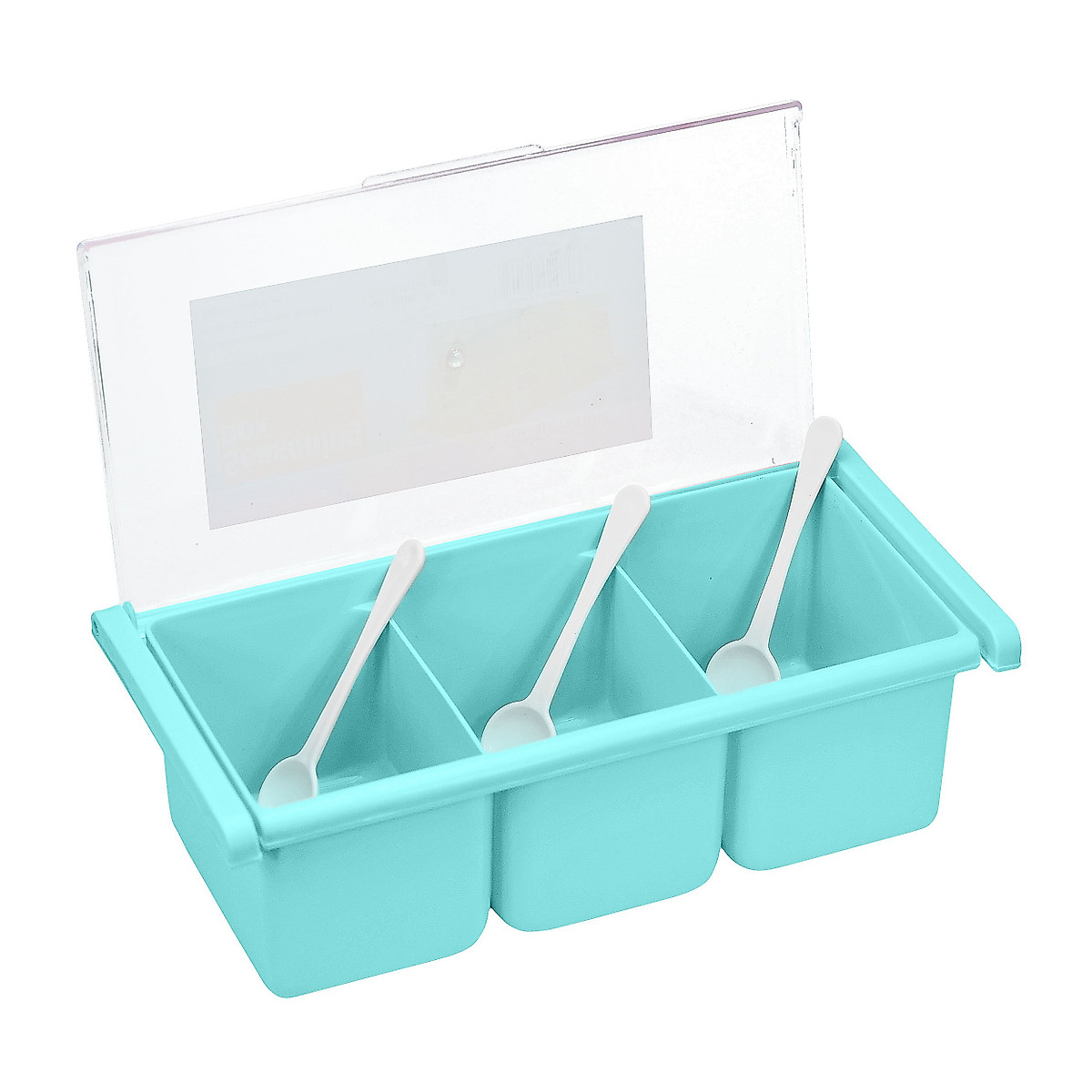 Southern Homewares 3 Container Spice Pot Blue Acrylic with Spoons and Lid Seasoning Box Spice Serving Box Table Service