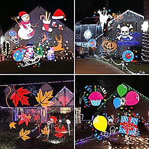 Christmas Holiday Lights Projector,Waterproof IP65 Indoor Outdoor Motion Remote Control 10W LED Projector, 16 Slides Holiday Light Party Outdoor Garden House Apartment Kids Room Night Light