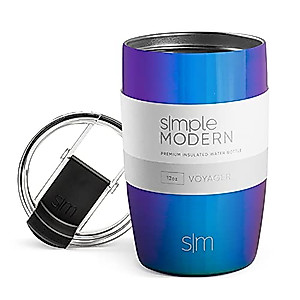 Simple Modern Travel Coffee Mug Tumbler with Clear Flip Lid | Reusable Insulated Stainless Steel Coffee Thermos | Gifts For Men, Women, Mom, Dad | Voyager Collection | 12oz | Prism