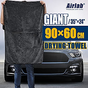 Airlab Microfiber Towels for Cars Drying Extra Large Super Absorbent Cleaning Cloth Auto Detailing Ultra Soft, Lint-Free, Streak-Free 600GSM, 24'' x 35'', 1 Pack