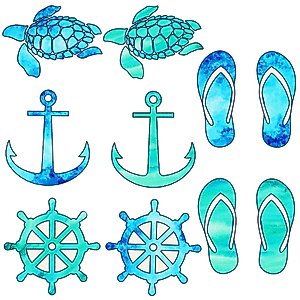 LEIFIDE 10 Pcs Cruise Door Decorations Magnetic Flip Flop Boat Anchor Cruise Ship Decorations Magnetic Steering Rudder Cruise Door Sign Navigation Carnival Turtle Car Magnets Refrigerator Magnets