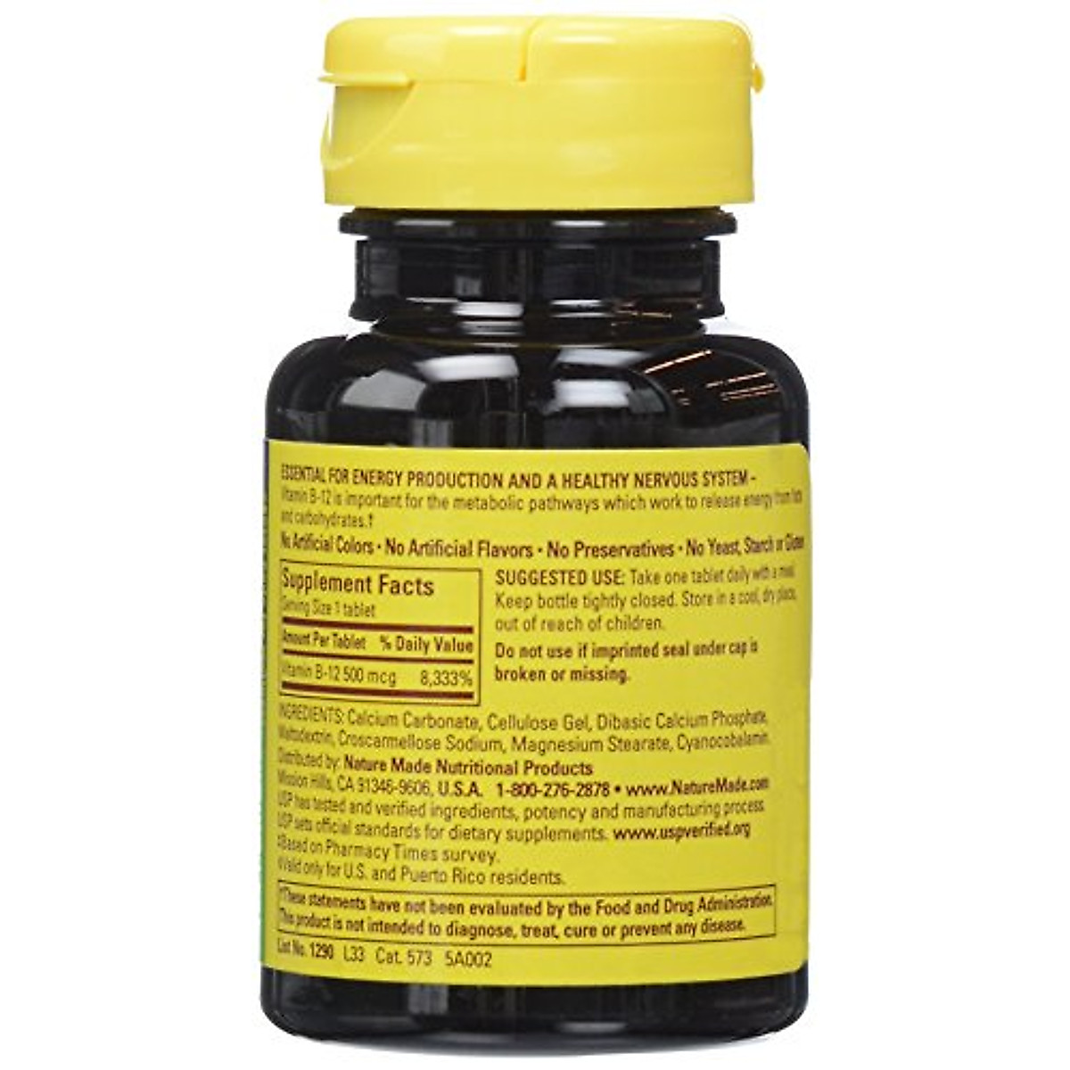 Nature Made Vitamin B12 500 mcg. Tablets 100 Ct