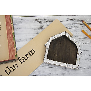 Foreside Home & Garden White Rustic Antique Wood Barn Shaped Decorative Storage Trinket Tray