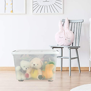 Farmoon 70 Quart Clear Storage Bin with Wheels, Large Plastic Stackable Cotainer Box with Lid, 4 Packs