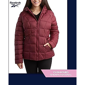Reebok Women's Winter Jacket - Heavyweight Quilted Puffer Parka Coat - Sherpa Lined Ski Jacket for Women (S-XL), Size X-Large, Classic Maroon