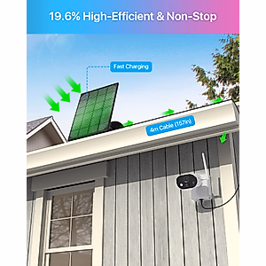 ZOSI Solar Panel Power Supply Only for ZOSI Security Wireless Rechargeable Battery Powered Camera C1pro & C306pro, IP66 Waterproof, 360° Adjustable Mounting Bracket, Non-Stop Charging