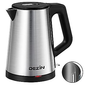 Dezin Electric Kettle, 1.2L Portable Electric Tea Kettle with Double Wall, 304 Stainless Steel Kettle Water Boiler, Small Electric Kettle with Auto Shut-Off, BPA-Free, Hot Water Kettle for Coffee