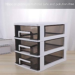BESPORTBLE 3 Plastic Storage Drawers- Drawer Storage Organizer White Frame with Clear Drawers