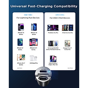 MRGLAS 90W USB C Car Charger,[Super Mini Metal] USB C Car Charger Fast Charging Adapter Dual PD Dual Port Type C Car Cigarette Lighter USB Charger Compatible iPhone 15 14 Pro Max iPad Samsung MacBook
