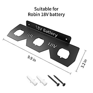 Metal Ryobi 18V Battery Holder,Durable Battery Wall Mount Rack for Ryobi 18V Battery,Ryobi Battery Storage with 3 Slots,Battery Mount Organizer for Ryobi 18V,Black,Patent Pending!!!
