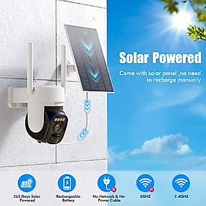 Hawkray Solar Security Cameras Wireless Outdoor ，2K 360° View Pan Tilt Low Power Consumption WiFi Security Cameras with AI Motion Detection, Two-Way Audio,Color Night Vision