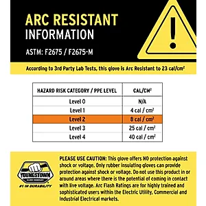 Youngstown Glove Ground Double Layered Leather Work Gloves For Men - Arc Rated, Puncture Resistant - Tan, Large