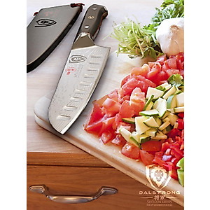 Dalstrong Santoku Knife - 7 inch - Shogun Series - Damascus - Japanese AUS-10V Super Steel 67 Layers - Black G10 Handle - Vegetable Knife - Vacuum Treated - Kitchen Knife - Sheath Included