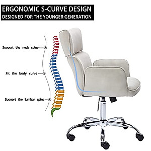 BFZ Ergonomic Office Chair, Home Office Desk Chairs with Adjustable Headrest, Mid Back Velvet Computer Chair, Height Adjustable Rolling Swivel Executive Task Chair, Tilt Function