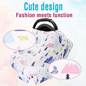 GFU Baby Car Seat Cover for Baby Boys and Girls, Carseat Canopy for Infant, Multi- use Nursing Covers, Stretchy Baby Car Seat Cover for Stroller/High Chair/Shopping Cart/Car Seat Canopies