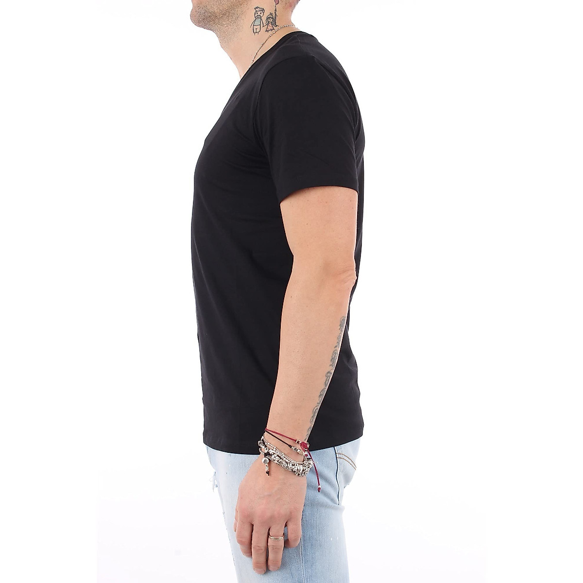 A|X Armani Exchange Men's Basic Pima V Neck Tee, Black, Large