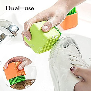 Selaurel 2 Pack Silicone Laundry Brush Scrub Multi-use Household Cloth Washing Brush Dual-use Scrubbing Brush for Clothes Underwear Shoes, Plastic Soft Cleaning Tool