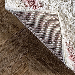 nuLOOM Tess Moroccan Shag Area Rug - 7x9 Shag Area Rug Modern/Contemporary Pink/Ivory Rugs for Living Room Bedroom Dining Room Nursery