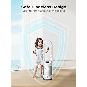 Senmeo Bladeless Fan for Bedroom, 22" Quiet Bladeless Tower Fan with Remote, 90° Oscillating, 8 Speeds, 9 Hour Timer, LED Display with Auto Off, Easy to Clean, Portable Standing Fan for Home, Office