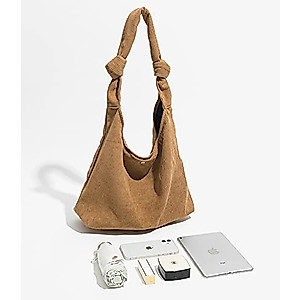 Womens Tote Bag Shoulder Bag Corduroy Messenger Bag Handbags Chic Hobo Bag Purses for Women School Shopping Travel