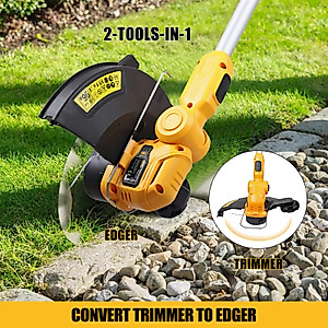 Cordless String Trimmer & Edger for Dewalt 20V Max Battery, Mellif Electric Weed Eater Brushless Weed Wacker w/ 10.2’’ Blade & Auto Line Feed & Safety Lock & Telescopic Shaft (Battery NOT Included)