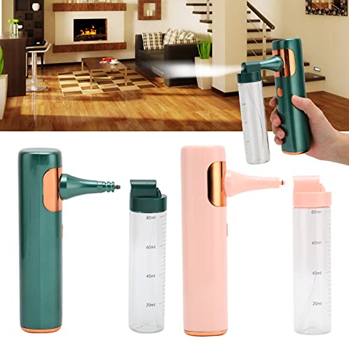 Professional Fogger Machine, 1000mAh Rechargeable Electric Fogger Machine, Handheld Atomizer Sprayer Atomizer Sprayer Machine Handheld Fogger Mist Machine for Home, Office, School, Garden(green)