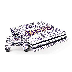 Skinit Decal Gaming Skin Compatible with PS4 Pro Console and Controller Bundle - Officially Licensed NBA LA Lakers Historic Blast Design