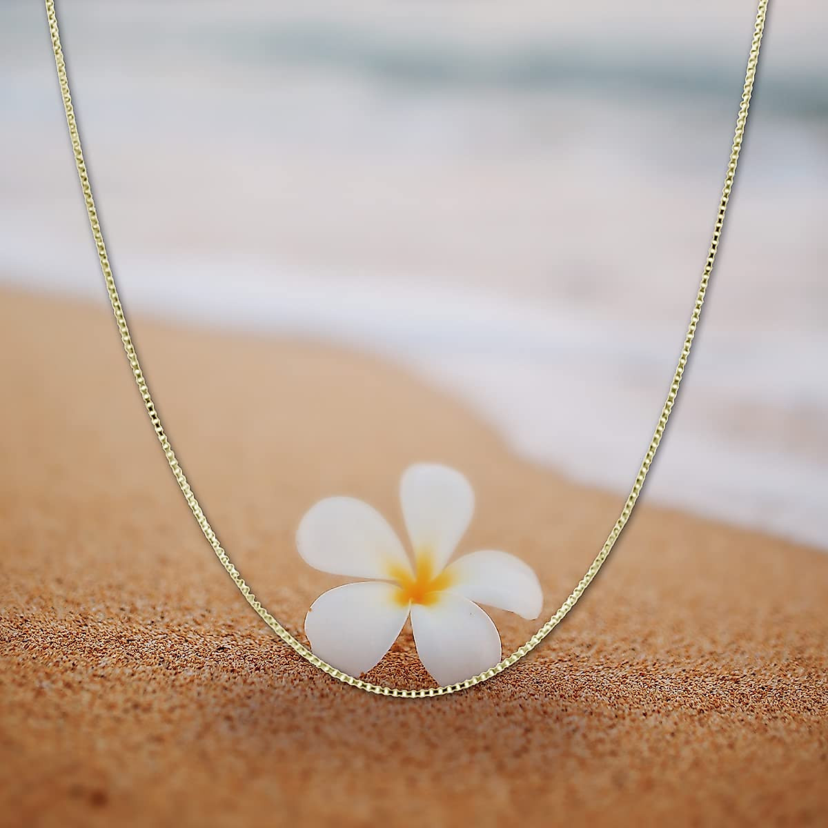 Honolulu Jewelry Company 14K Thin Real Solid Yellow Gold 0.5mm Box Chain Necklace Spring-Ring Clasp - 18 Inches