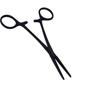 Dog Pet Ear/Nose Hair Puller Grooming Hemostat Locking Forceps Pliers, 5.5" (14cm), Straight (Black)