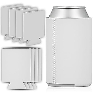 CSBD 12 Pack Blank Can Coolers, Foam Collapsible Insulated Can Sleeves for Beer, Soda, Water Bottles, Bulk Customizable Sublimation Blanks for DIY, HTV Vinyl Projects, Parties, Weddings - White