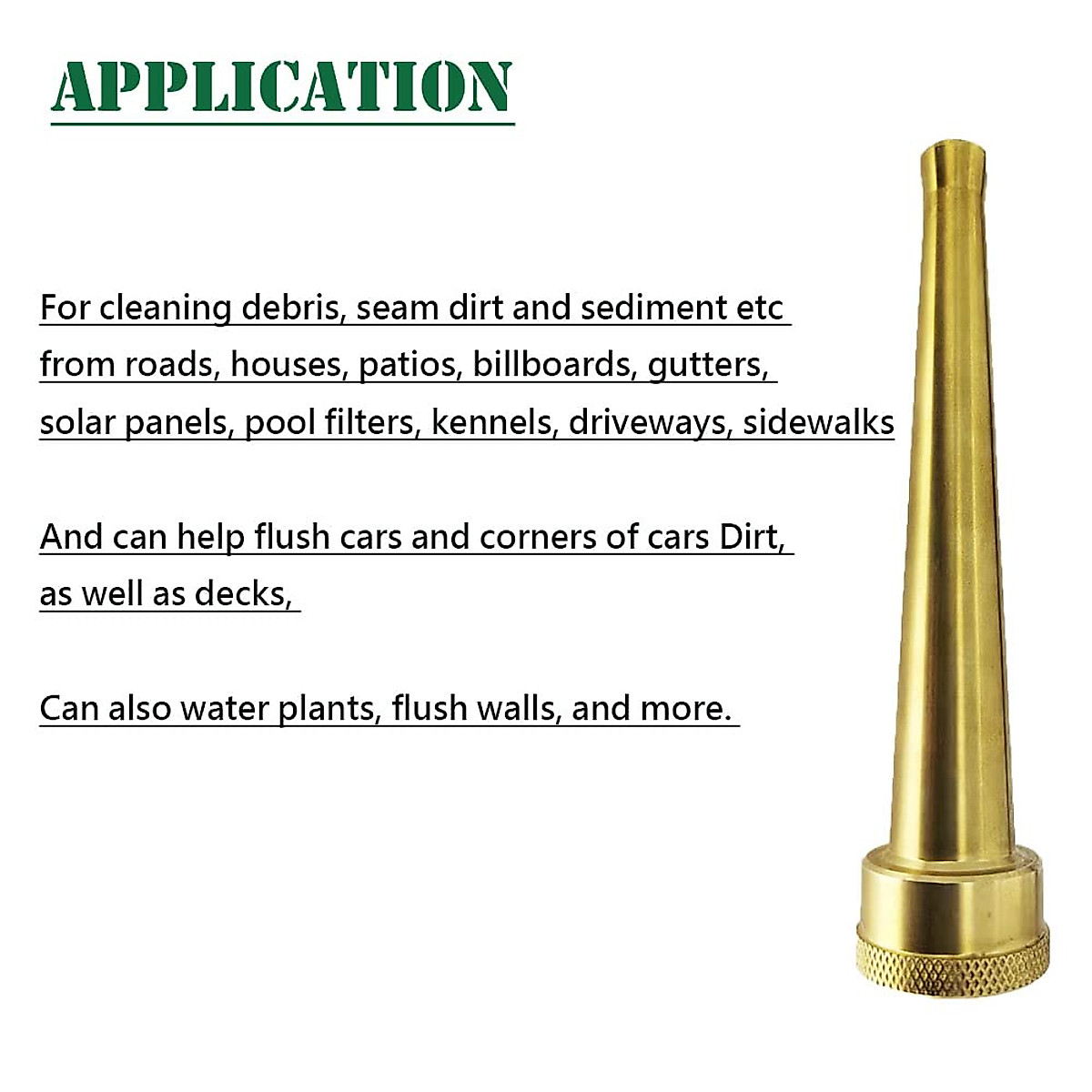 KOMANDE 6" Garden Water Hose Nozzle for Yard - Heavy Duty Solid Brass PowerBlast Super Sweeper High Pressure 3/4 Inch GHT Thread Inlet - for Cleaning Driveway, Pool, Kennel and Car