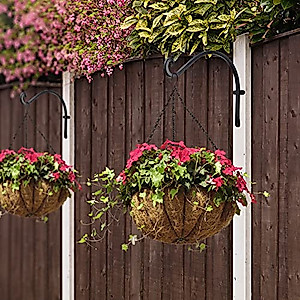 AJART Hanging Plant Hanger Outdoor: 12-Inch Bird Feeder Wall Hooks - Black Metal Plant Bracket Hook for Hanging Flower Baskets