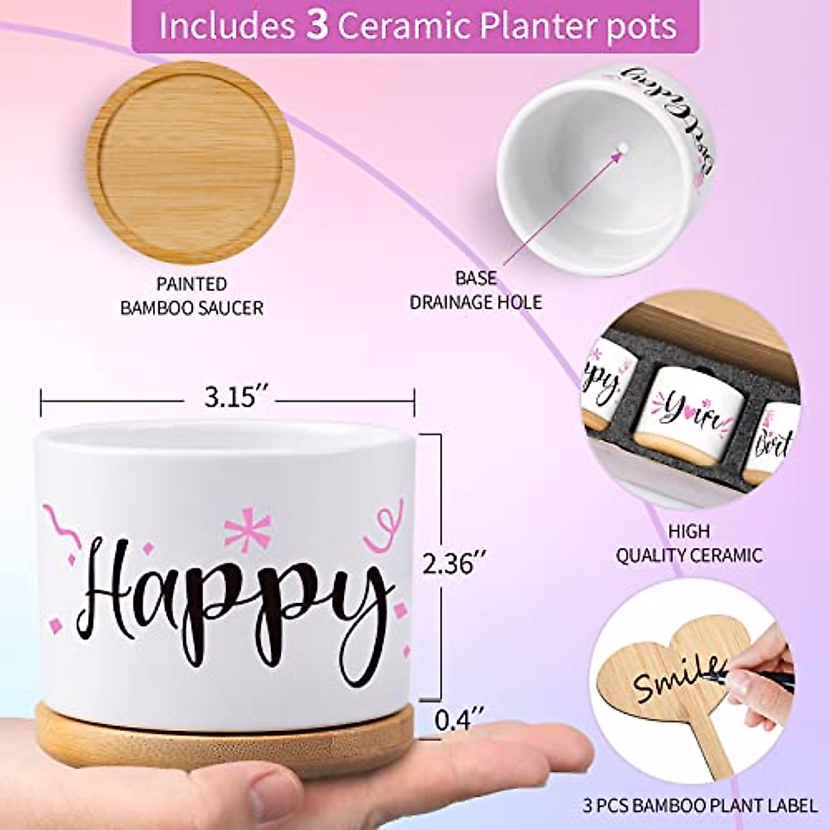 GOARTGIF BFF Birthday Gifts for Women Unique,Birthday Presents for Mom from Daughter,Cute Happy Your Birthday Pots Gifts,Any Age Year Old Birthday Keepsake Gifts Beautifully Gift Boxed