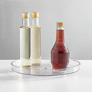 mDesign Lazy Susan Turntable Plastic Spinner for Kitchen/Bathroom, Pantry, Fridge, Cupboards, or Counter Organizing, Fully Rotating Organizer for Food, 9" Round - Lumiere Collection - 2 Pack, Clear