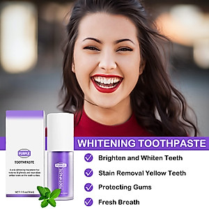 Purple Toothpaste for Extra Teeth Whitening, Stain Removal, Purple Tooth Gel Suitable for Sensitive Teeth and Gum Repair