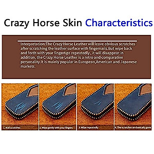 HIBEYO Leather Smart Key Fob Case Compatible with Volvo XC40 XC60 XC90 S90 V90 Car Key Fob Cover Remote Keyless Entry Full Protection Shell 2019 2021 Keychains Auto Accessories Holder Protector-Bule