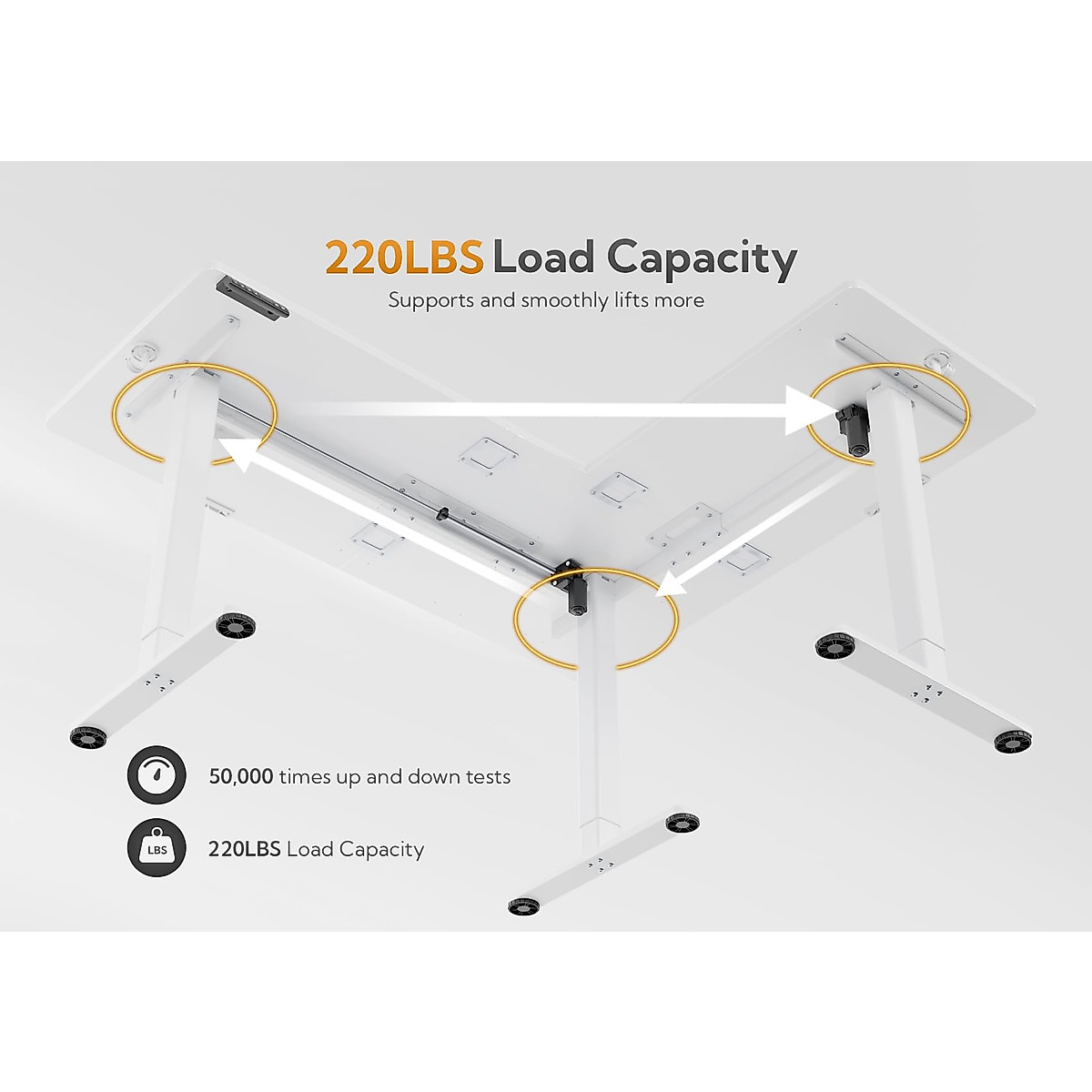 Claiks L Shaped Standing Desk Adjustable Height, Dual Motor Electric Corner Standing Desk, 63x55 inch Sit Stand up Desk with Splice Board, White