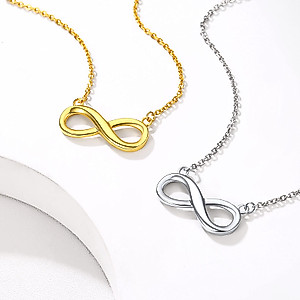ChicSilver Gold Infinity Necklace for Women 925 Sterling Silver Pendant Necklace Dainty Gold Charm Necklace for Wome