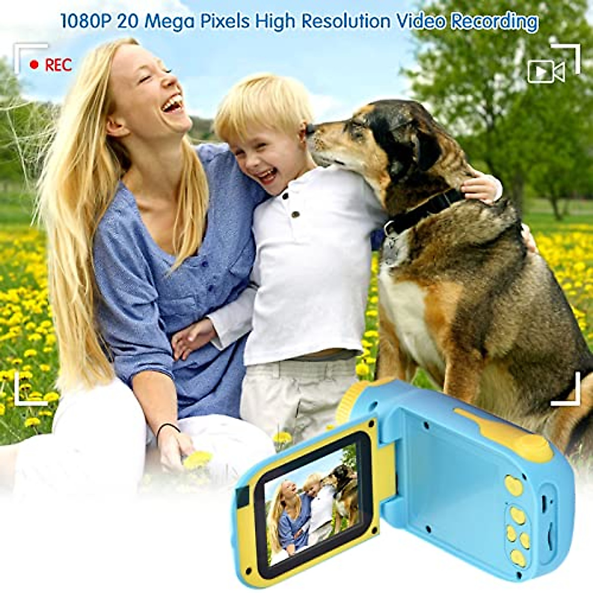 dsfen 1080P 20 Mega Pixels High Resolution Kids Video Camcorder Portable Mini Digital Camera with 2.4 Inch Large Display Screen Birthday Gifts for Boys Girls