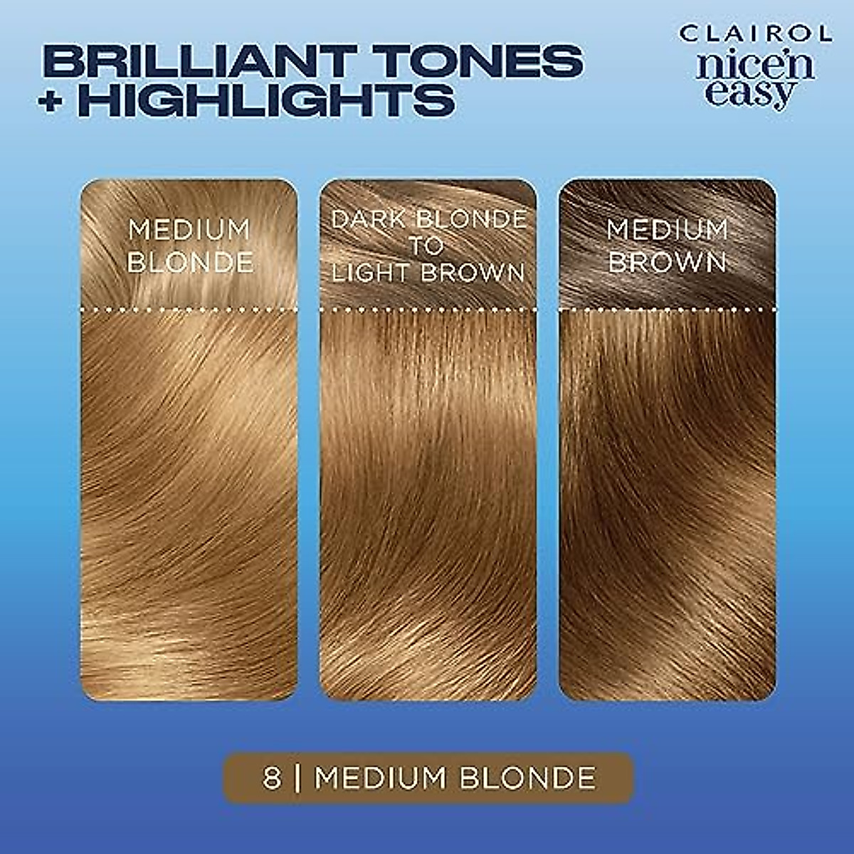 Clairol Nice'n Easy Permanent Hair Dye, 8 Medium Blonde Hair Color, Pack of 3