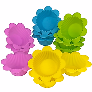 Exultimate Silicone Cupcake Mold Liners Holders Baking Supplies Flower Shaped Muffin Liner Set of 12